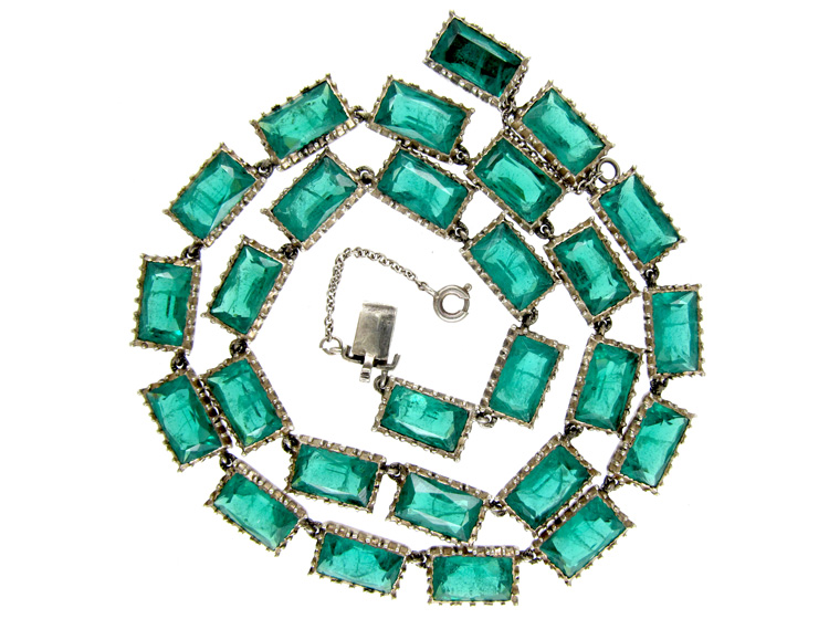 Green Lazarus Paste & Silver Necklace (731C) | The Antique Jewellery ...