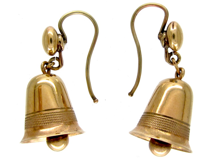 Gold Drop Bell Earrings (22K/J) | The Antique Jewellery Company