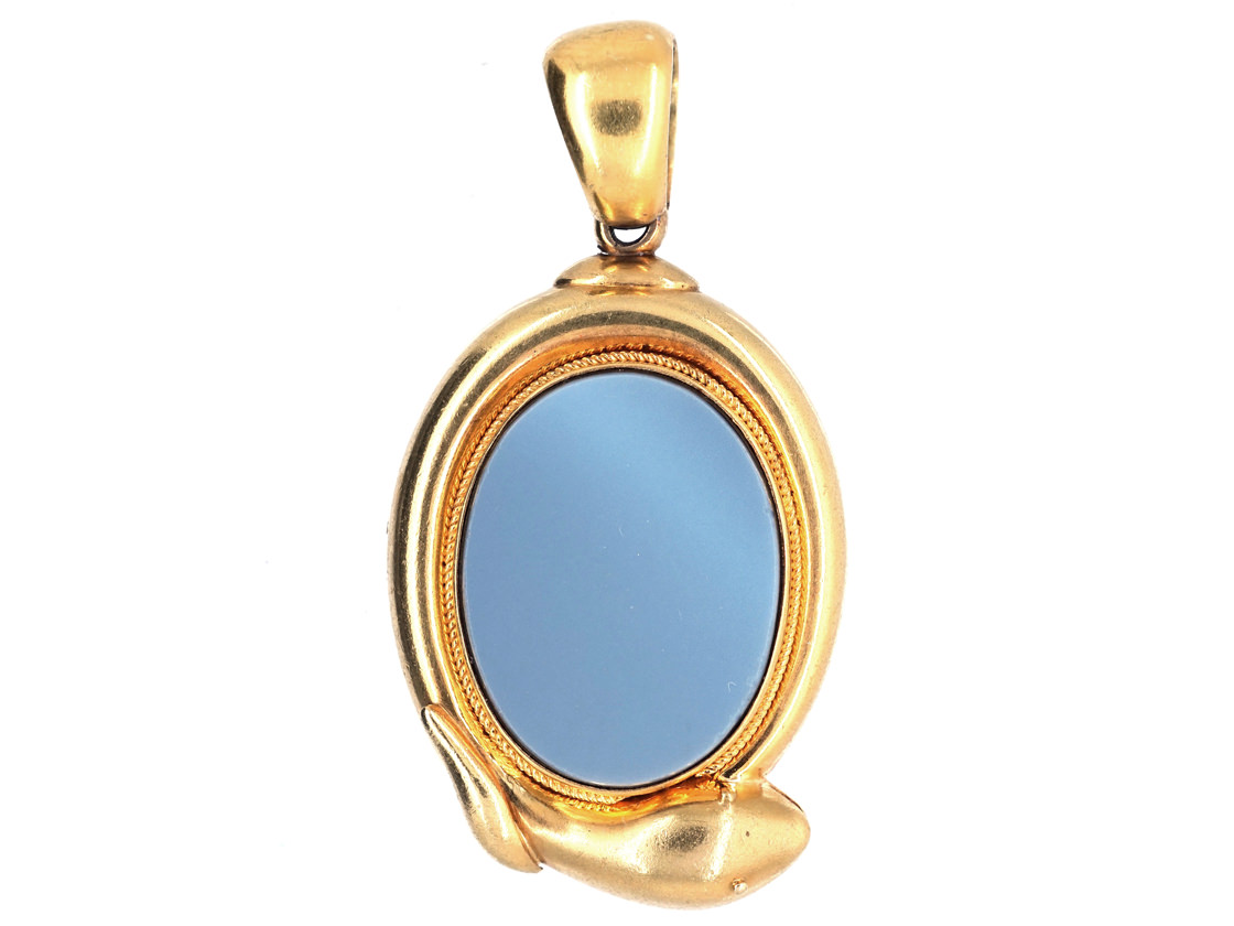Victorian 15ct Gold Oval Coiled Snake Locket (962G/O) | The Antique ...