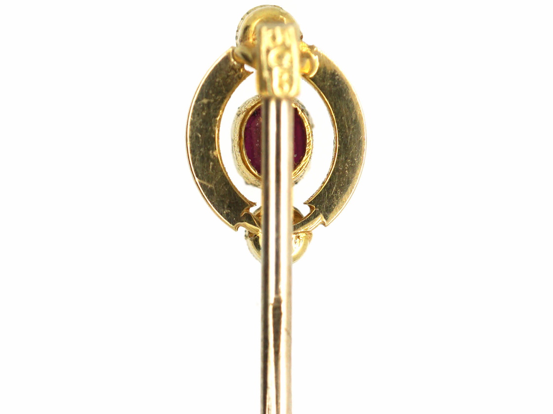 Edwardian Ruby & Natural Pearl Tie Pin (465N) | The Antique Jewellery ...