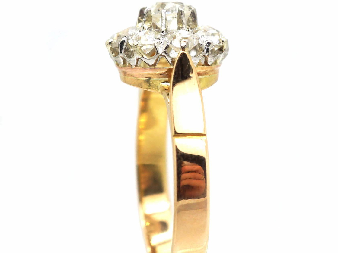 French Early 20th Century 18ct Gold, Old Mine Cut Diamond Cluster Ring ...