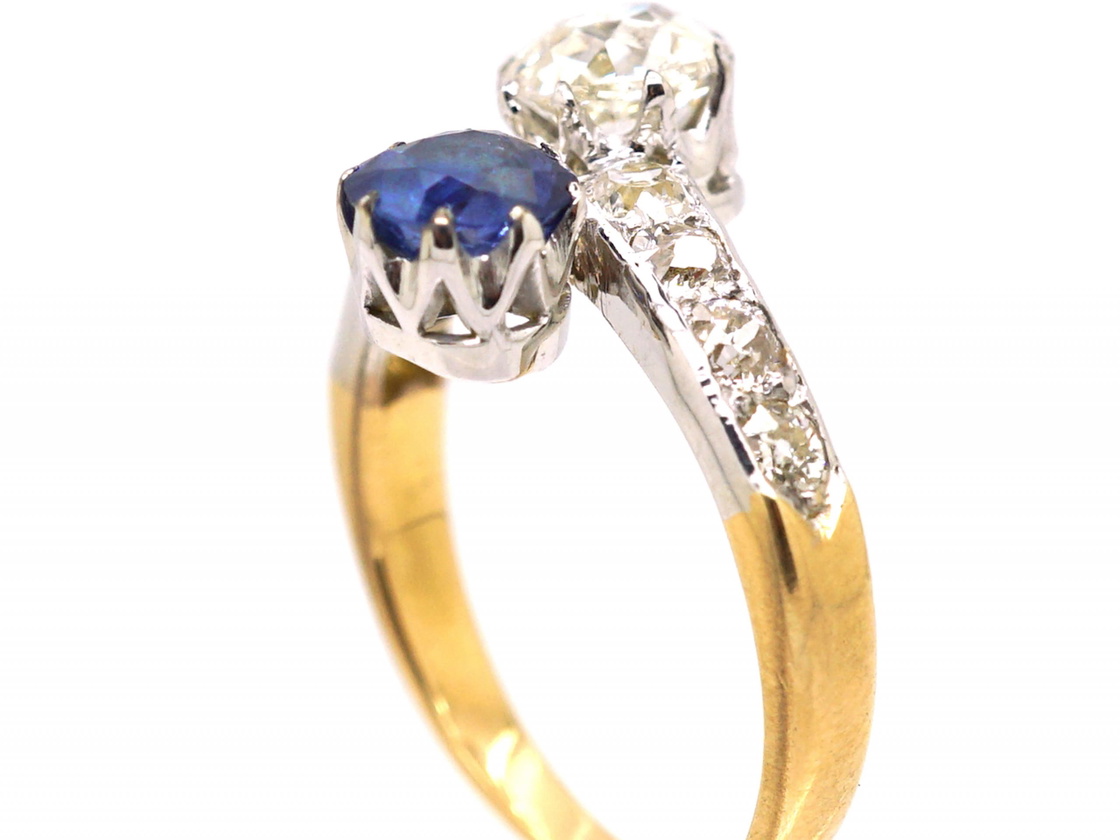 Early 20th Century 18ct Gold & Platinum Crossover Ring set with ...