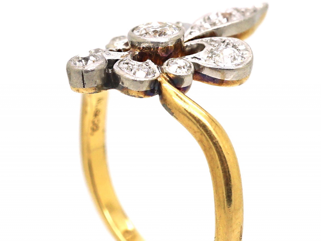 Early 20th Century 18ct Gold & Platinum, Fleur de Lys Ring set with ...