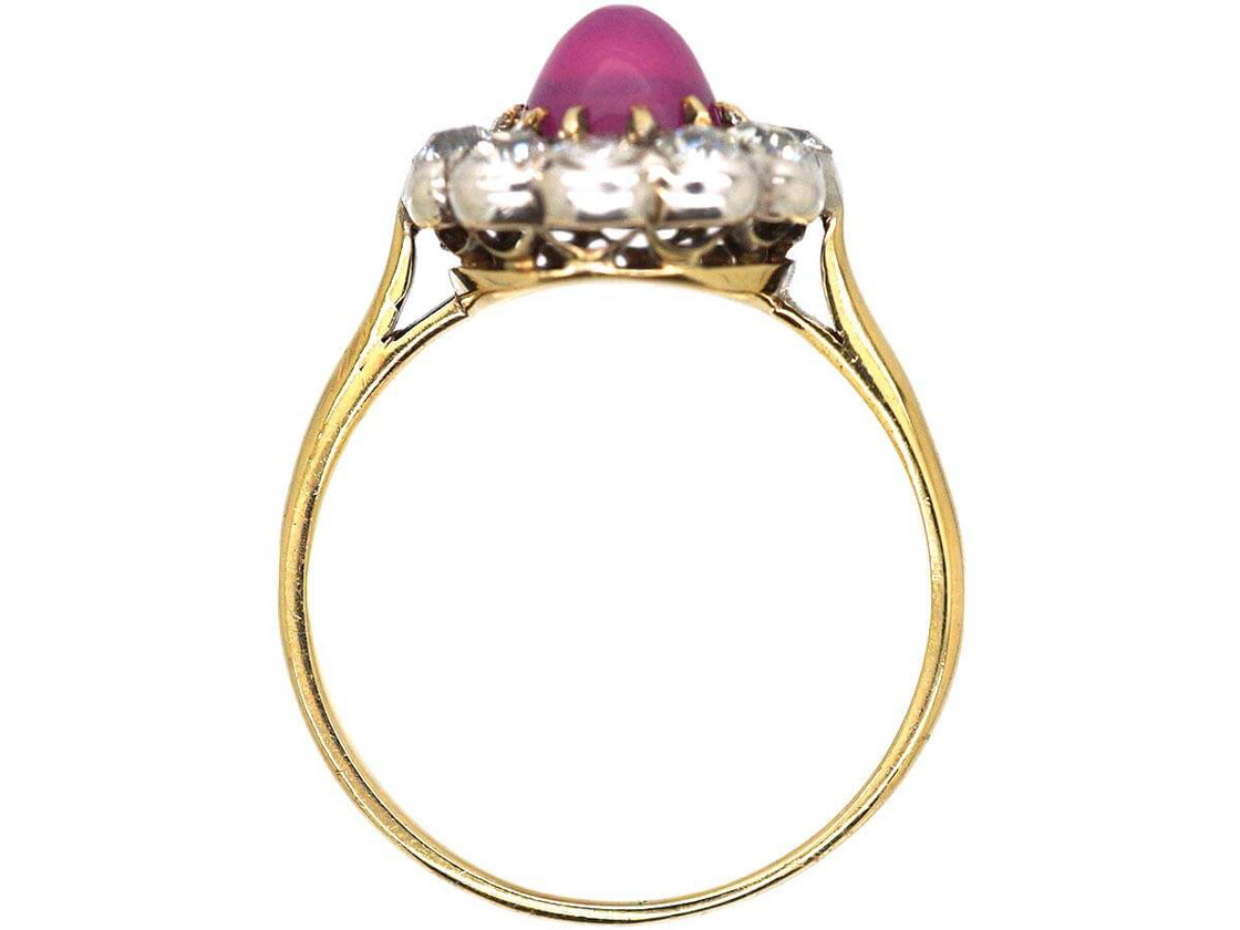 Edwardian 18ct Gold Star Ruby & Diamond Oval Cluster Ring (727Z) | The ...